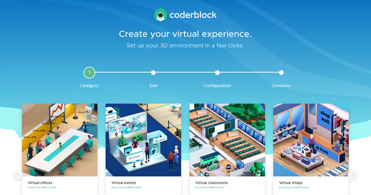 Create your virtual experience in a few clicks | Coderblock